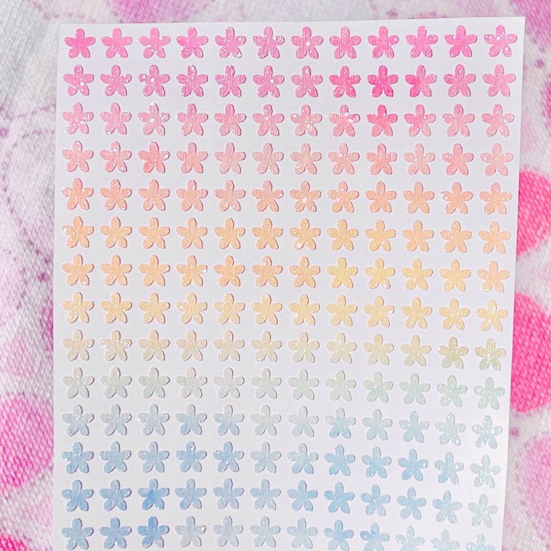 Pastel Glitter Flower Stickers! - Custom Size - Pink/blue Ombre ...