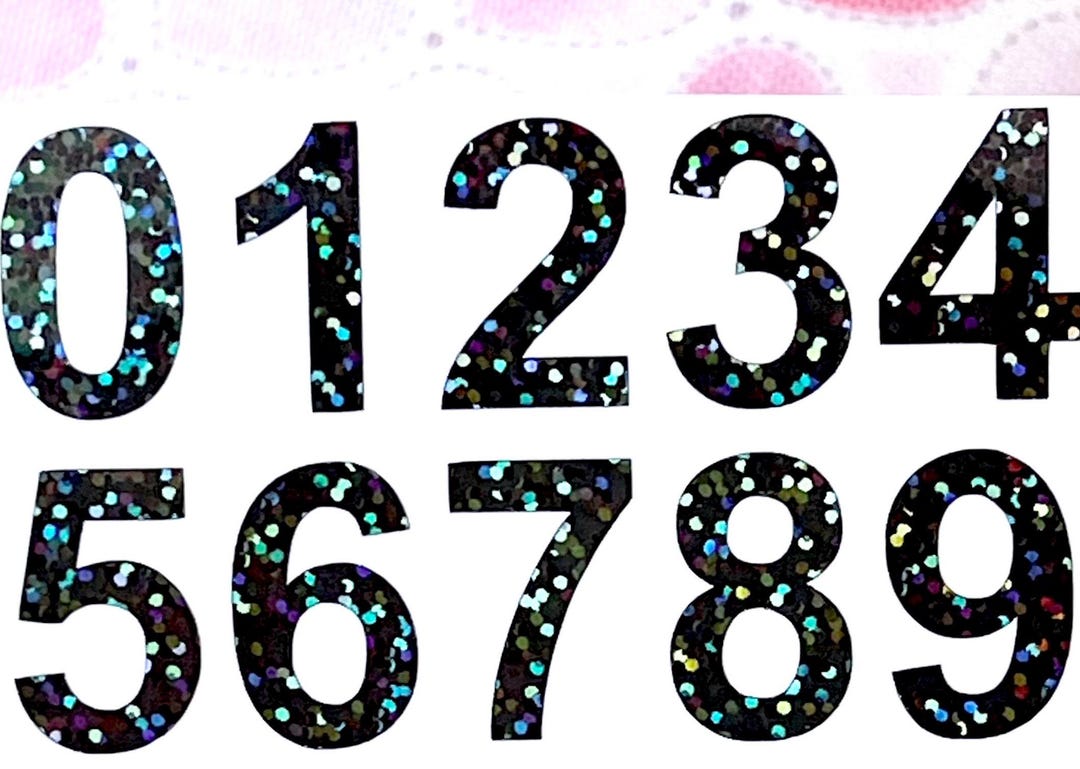 Custom Number Holographic Sparkle Stickers! - 1 to 5 Inch - Choose a ...