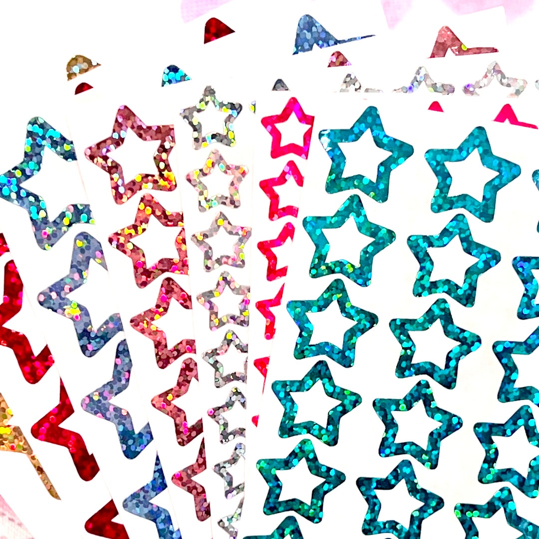 Sparkle Star Stickers Custom Size & Color Open/hollow Center ...