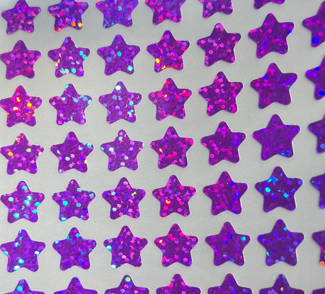 Purple Holographic Sparkle Star Stickers Custom Size Custom Size ...