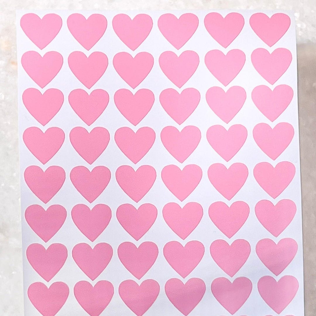 Light Pink Heart Stickers! - 0.25 to 3 Inch - Matte or Glossy - Cute ...