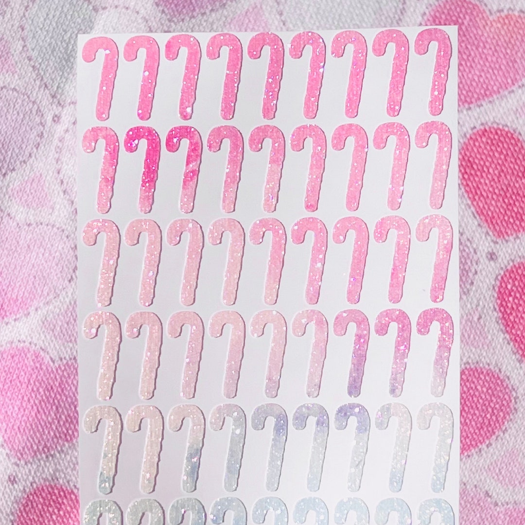 Pastel Glitter Candy Cane Stickers Custom Size Cute & Sparkly for ...