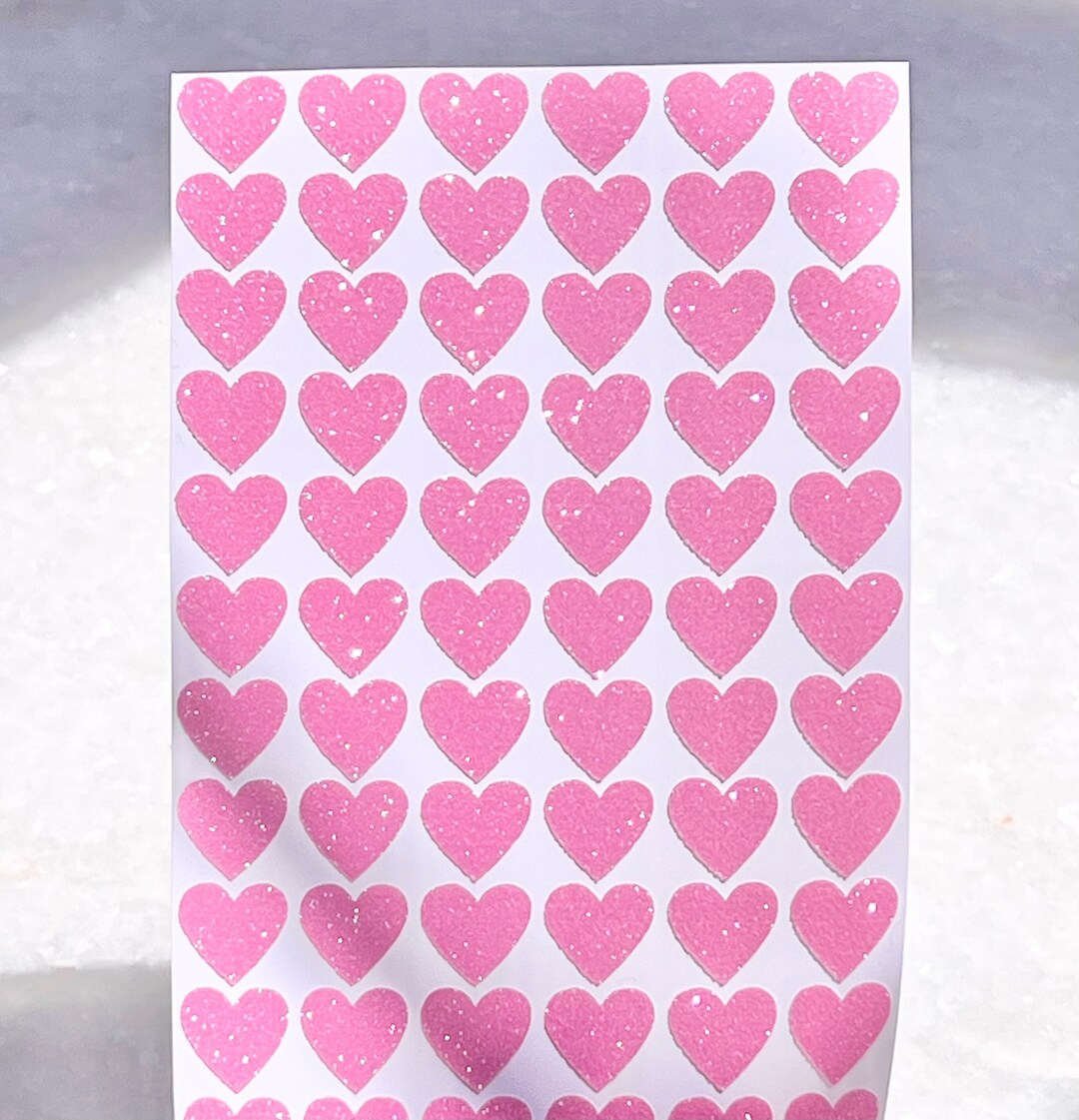 Pink Glitter Heart Stickers Custom Size for Cute Scrapbooks Planners ...