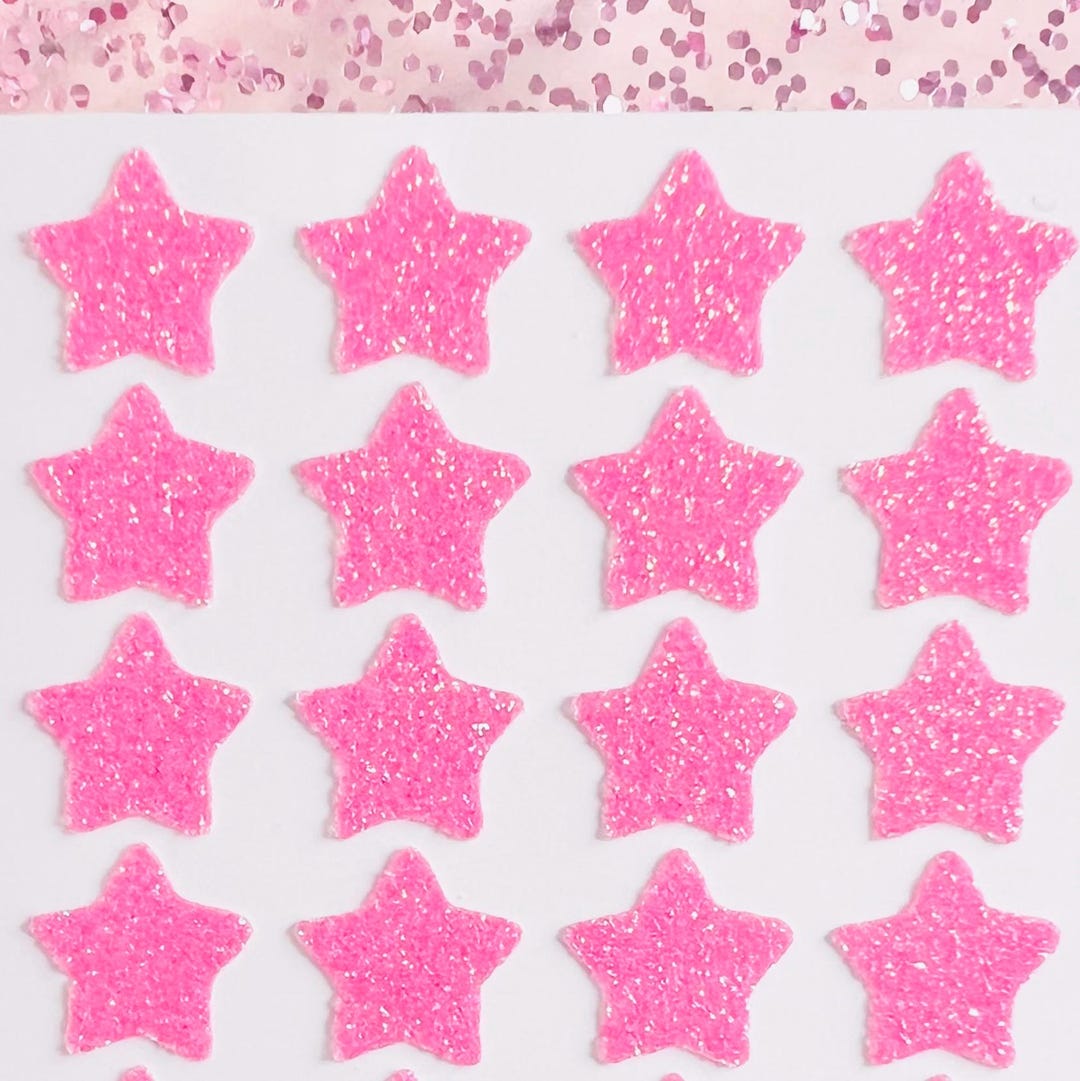 Pink Glitter Star Stickers! - 1/4" to 3 Inch - Cute & Sparkly for ...