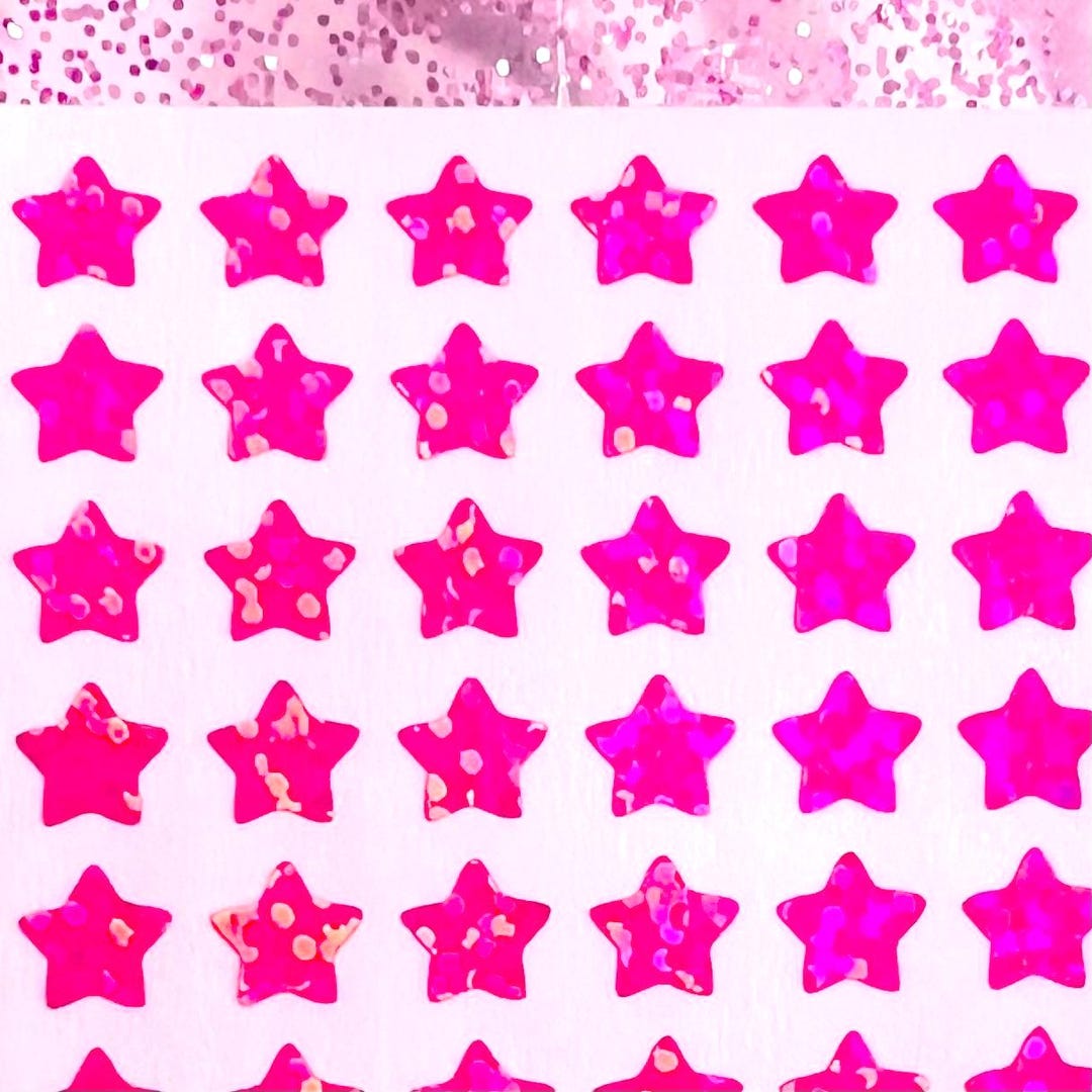 Bright Pink Holographic Sparkle Star Stickers! - 1/4" to 3 Inch - Cute ...
