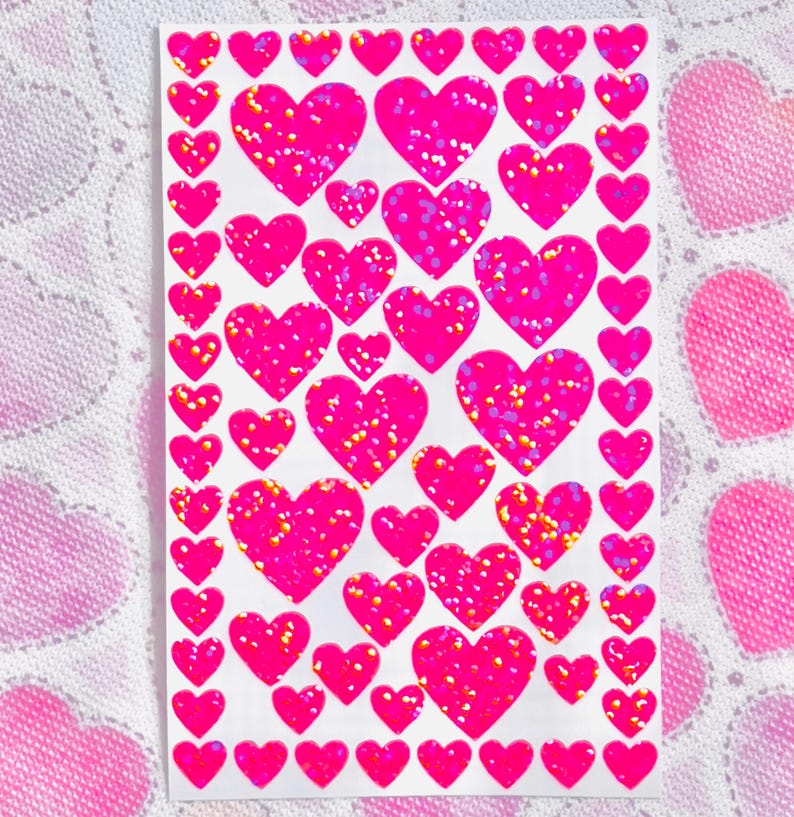 Heart Sticker Sheet! | 0.4 to 1 Inch | Glitter, Holographic, Sparkle ...