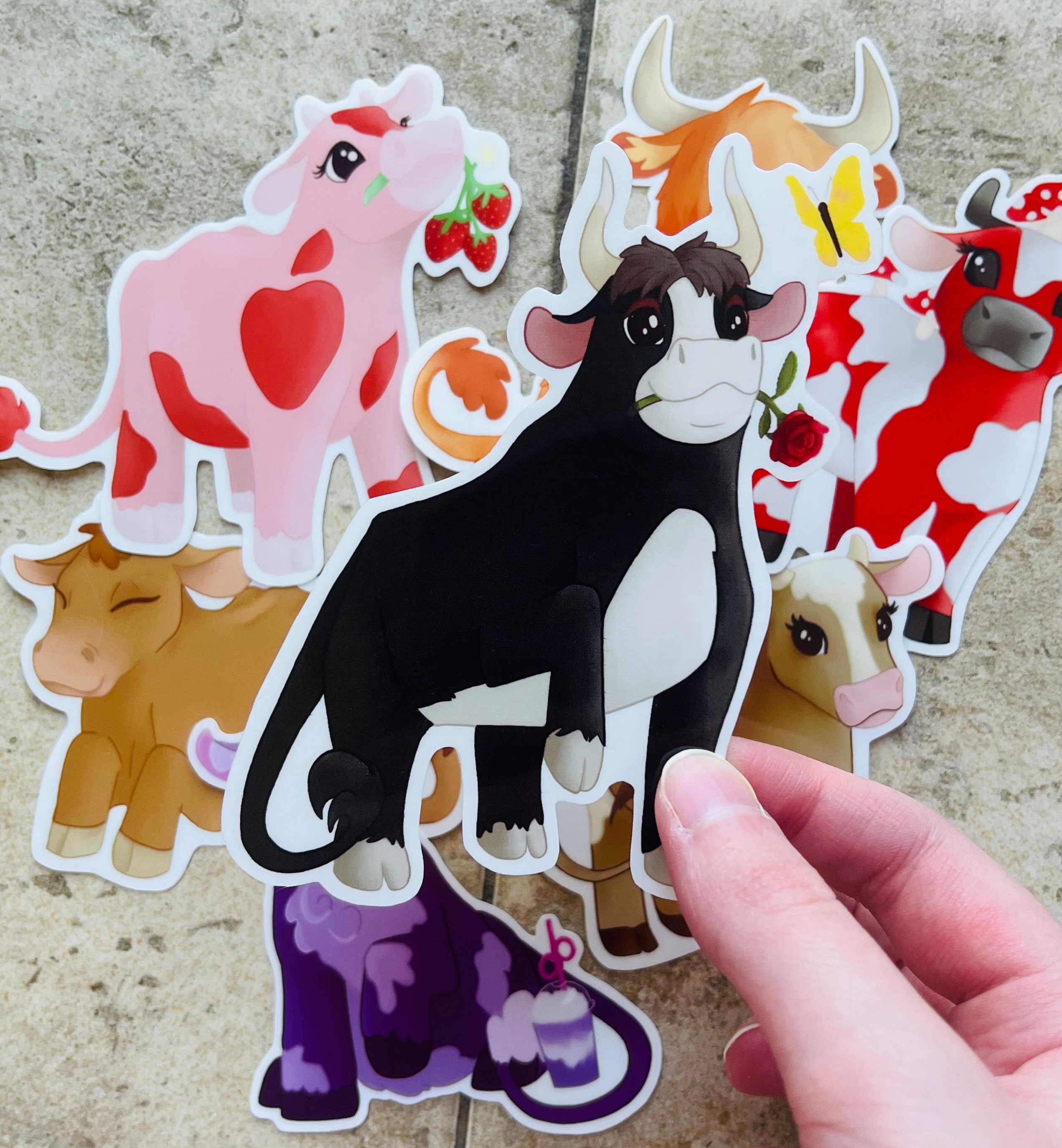 Glossy Vinyl Cow Sticker Pack - Etsy