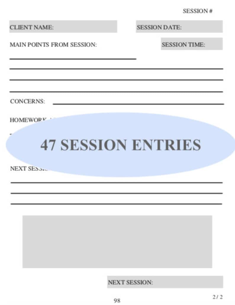 Therapist Session Log - Etsy