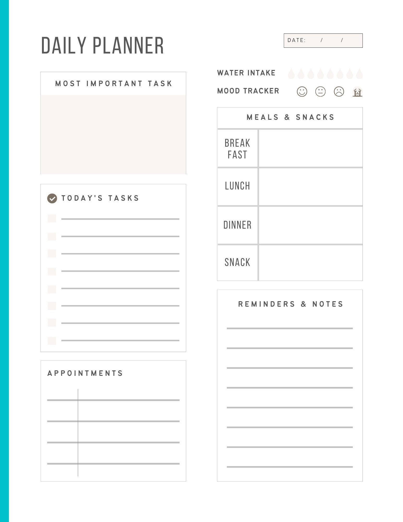 Daily Planner - Food, Daily Tasks - Etsy
