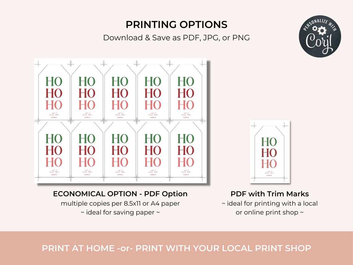 PRINTABLE Festive Holiday Gift Tags, Printable Christmas Gift Tags for ...