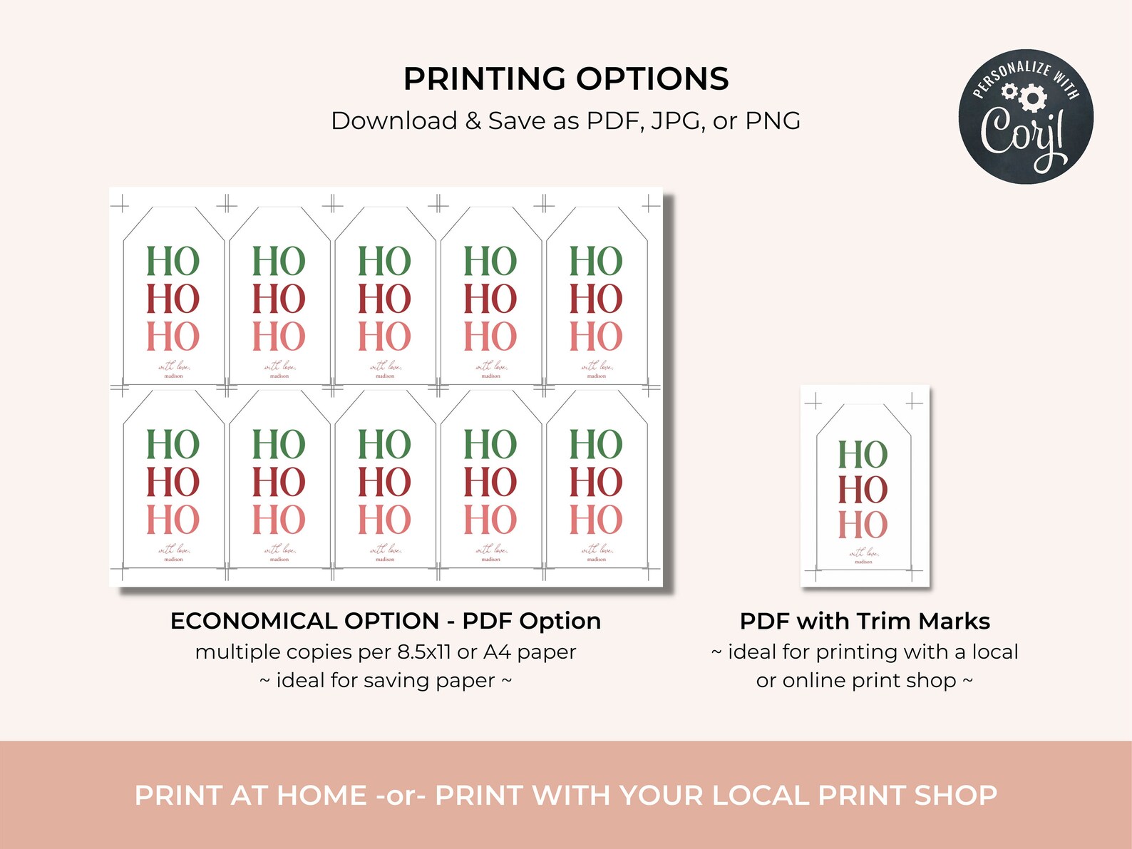 PRINTABLE Festive Holiday Gift Tags, Printable Christmas Gift Tags for ...