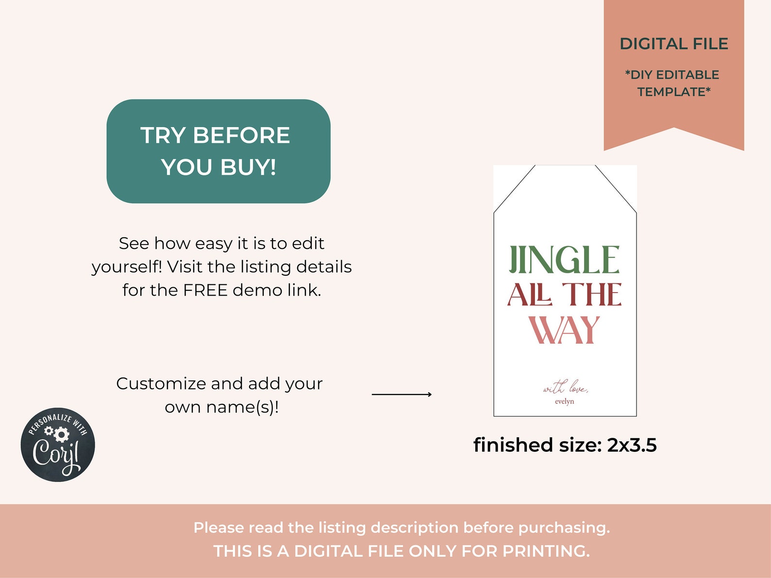 DIY Holiday Gift Tag, Printable Festive Christmas Gift Tags, Holiday ...