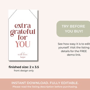 Editable Appreciation Gift Tag, Printable Thank You (digital Download ...