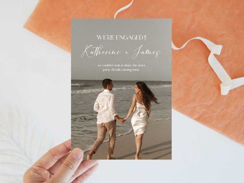 Minimal Engagement Announcement Photo Template, Editable, 5x7, We’re ...