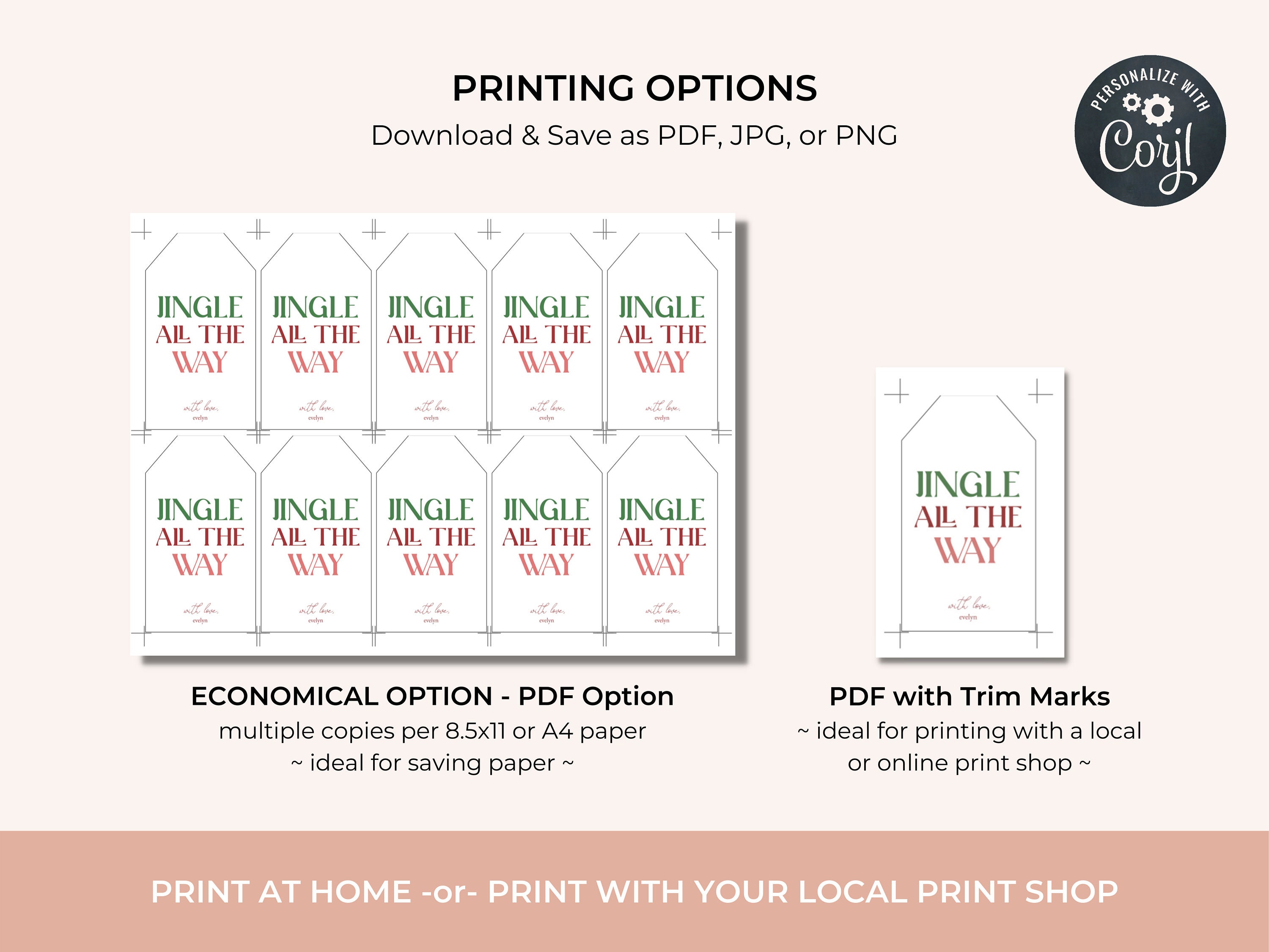 DIY Holiday Gift Tag, Printable Festive Christmas Gift Tags, Holiday ...