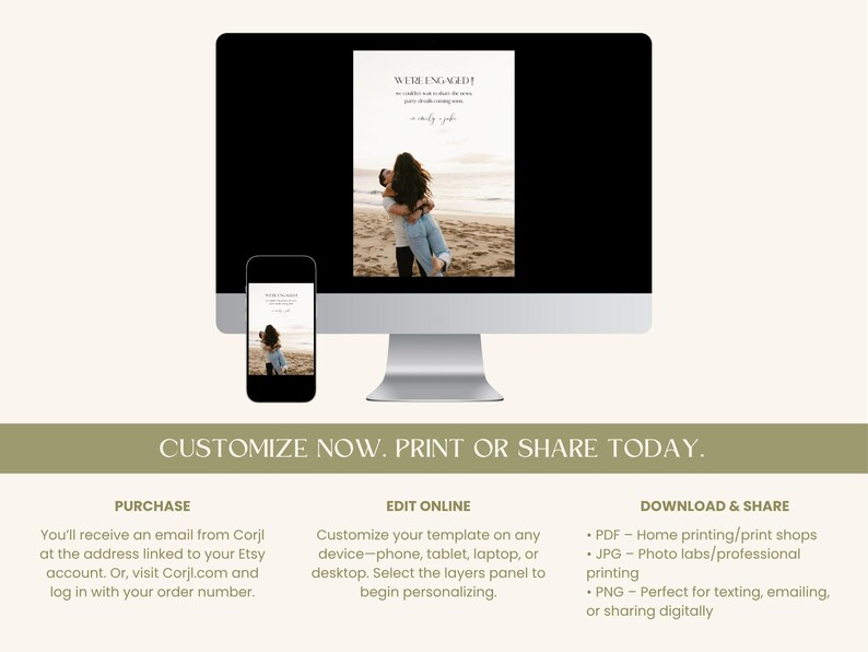 We’re Engaged Printable Announcement With Photo, Engagement ...
