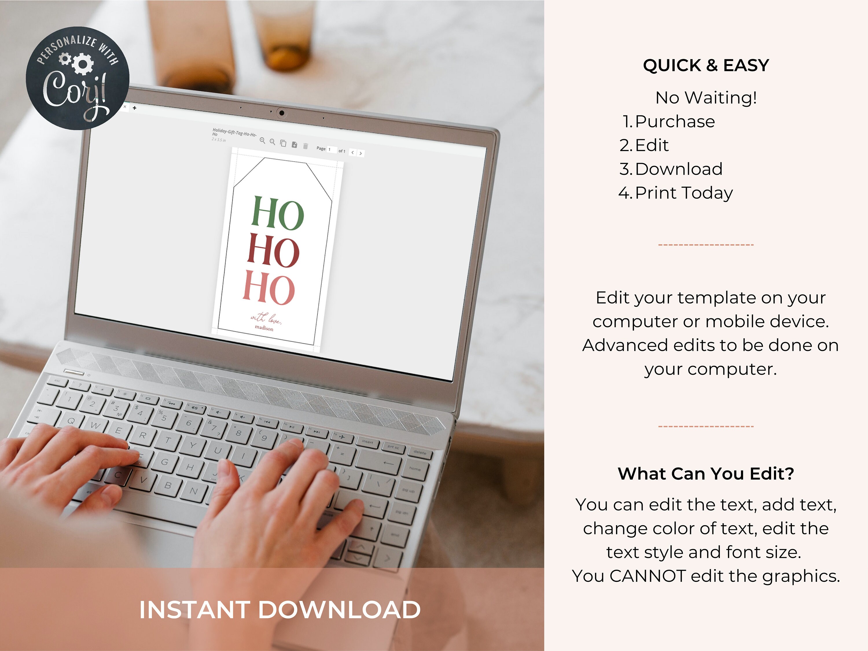 PRINTABLE Festive Holiday Gift Tags, Printable Christmas Gift Tags for ...