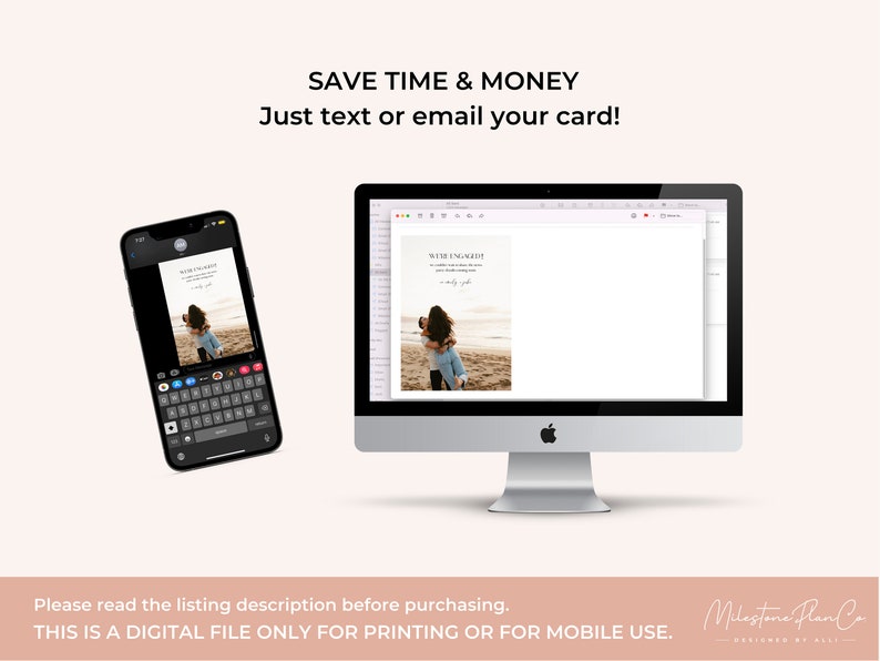 We’re Engaged Printable Announcement With Photo, Engagement ...