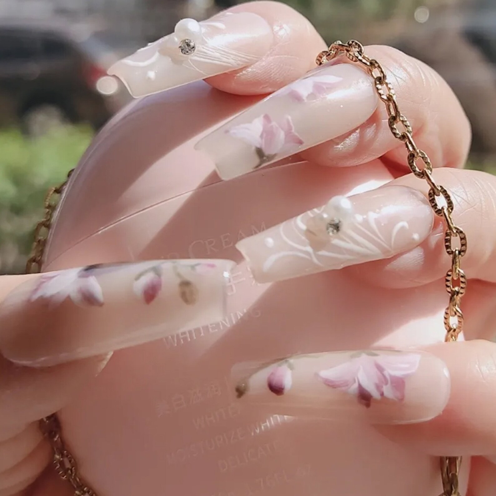 Magnolia Nails, Hand-painted Nails, Floral Nails, Pure Handmade Nails ...