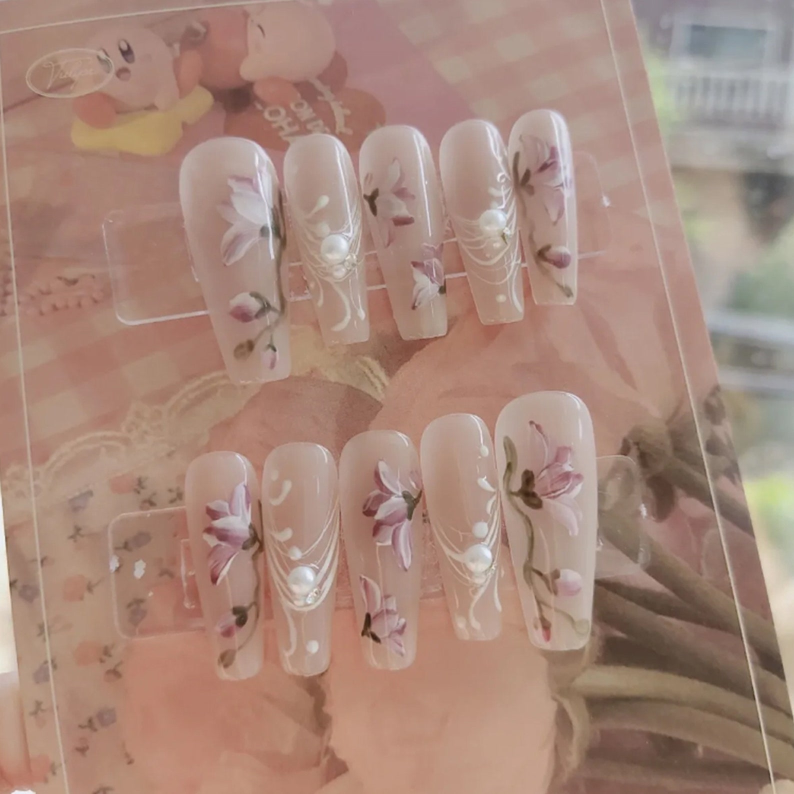 Magnolia Nails, Hand-painted Nails, Floral Nails, Pure Handmade Nails ...