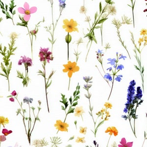 Wildflower Pattern Floral Fabric,country Floral Clothing Fabric,cotton ...