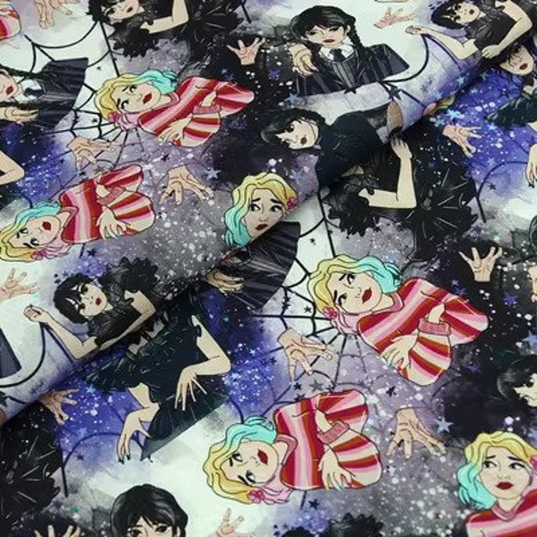 Wednesday Fabric Anime Cotton Fabric by the Half Yard - Etsy