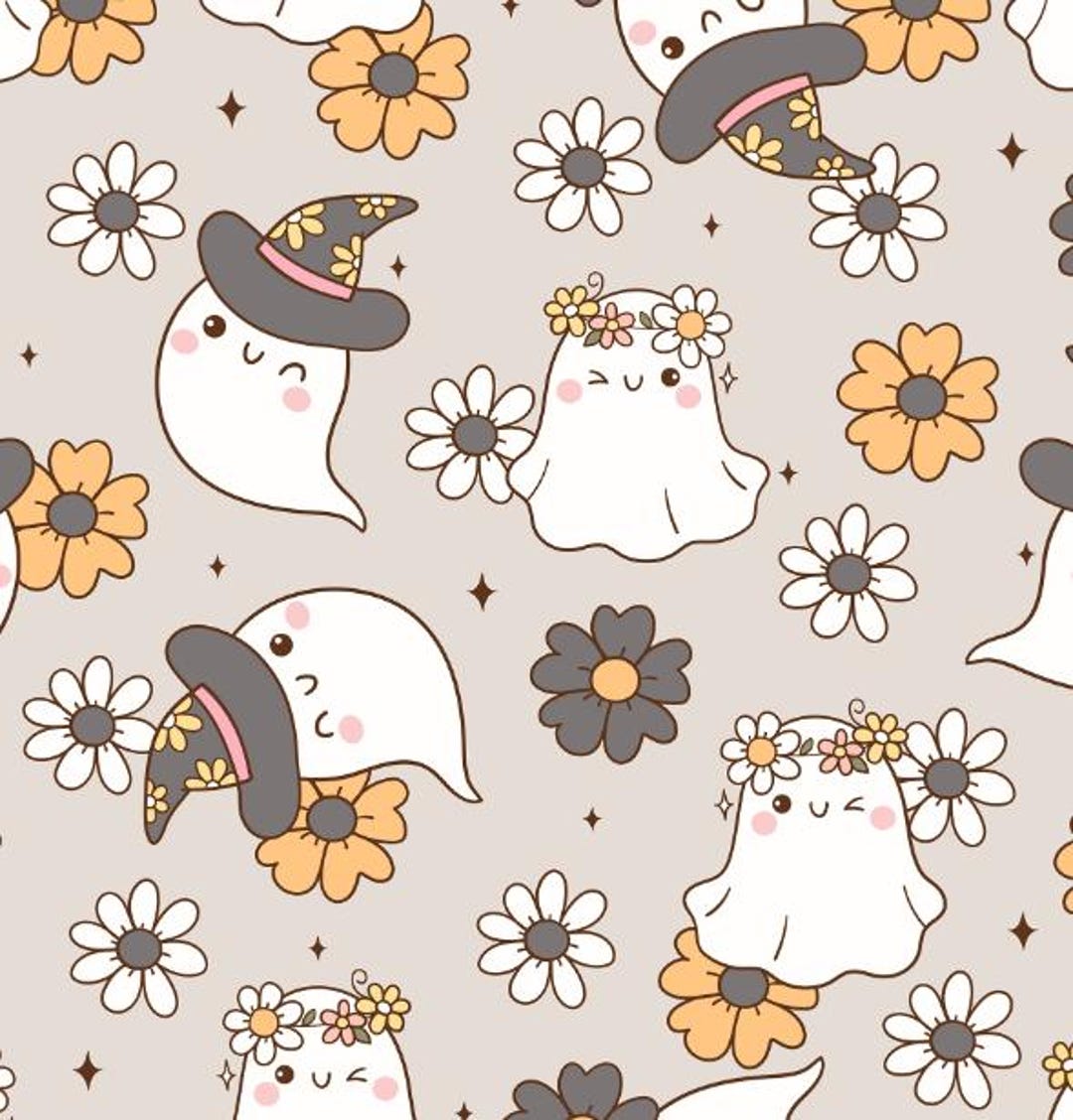 Halloween Ghost Flower Cotton Fabric by the Half Yard - Etsy