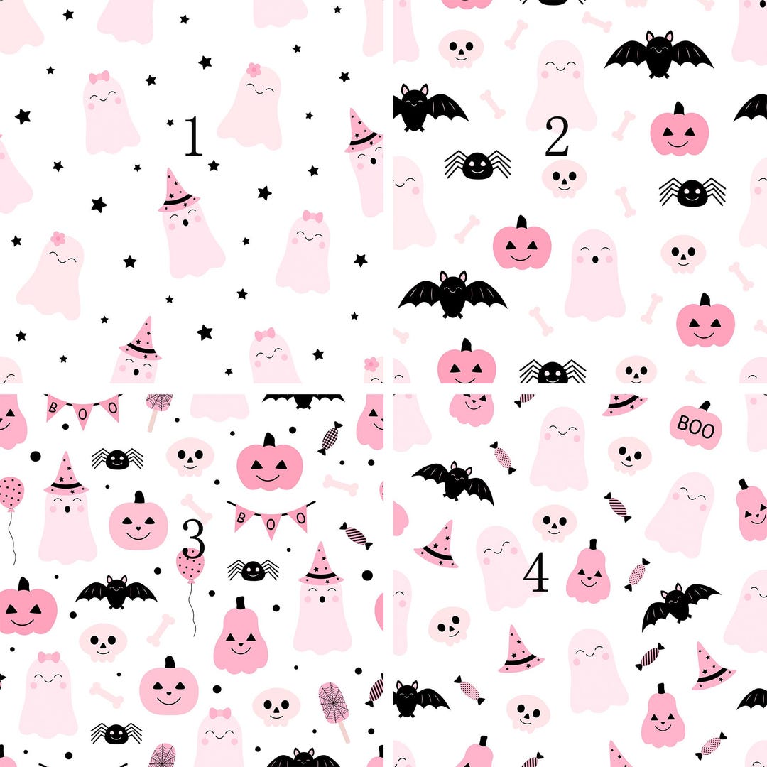 Cute Pink Halloween Patterns Cotton Fabric, Sold by the Yard - Etsy