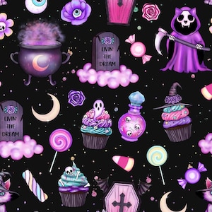 Pastel Goth Patterns Cotton Fabric, Sold by the Half Yard - Etsy