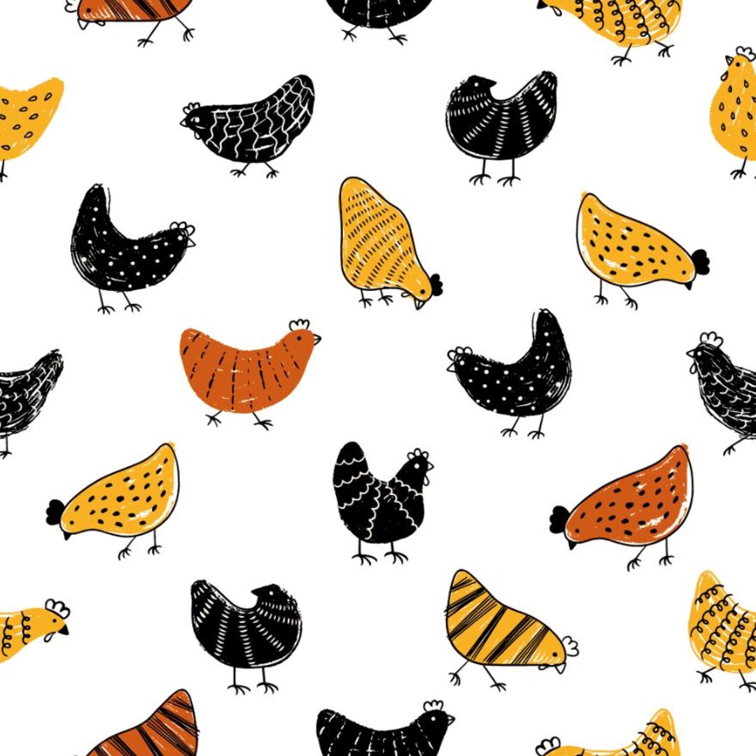 Cute Chicken Pattern Pure Cotton Fabric Simple Drawing Chick Fabric ...
