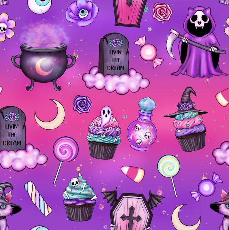 Pastel Goth Cotton Fabric by the Half Yard - Etsy