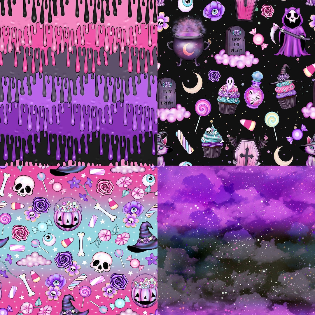 Pastel Goth Patterns Cotton Fabric, Sold by the Half Yard - Etsy