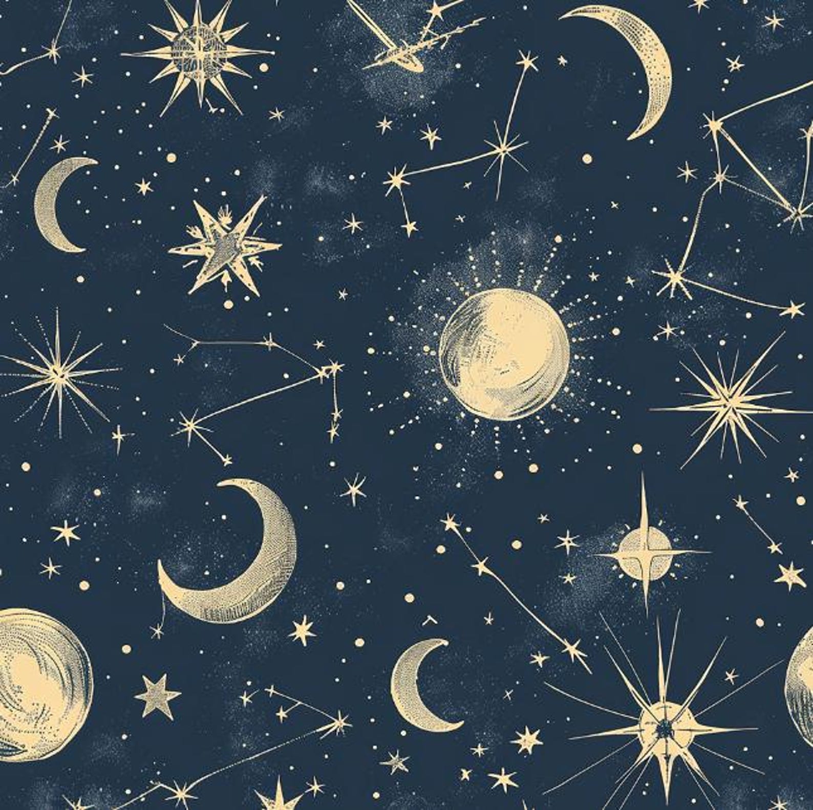 Celestial Constellation Pattern Cotton Fabric, Sold by the Half Yard - Etsy