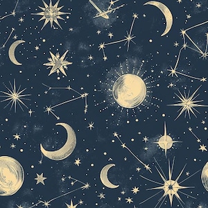 Celestial Constellation Pattern Cotton Fabric, Sold by the Half Yard - Etsy