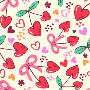 Red Cherry Fabric Heart Cherry Cute Cotton Fabric by the Half Yard - Etsy