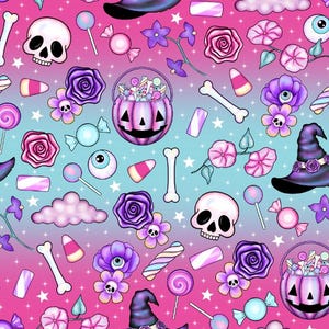 Pastel Goth Patterns Cotton Fabric, Sold by the Half Yard - Etsy