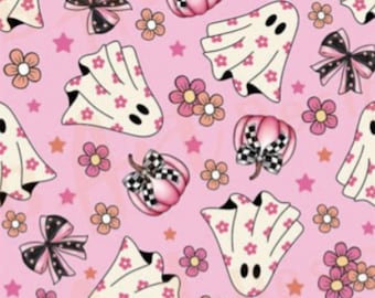 Pink Halloween Pattern Cotton Fabric by the Half Yard - Etsy