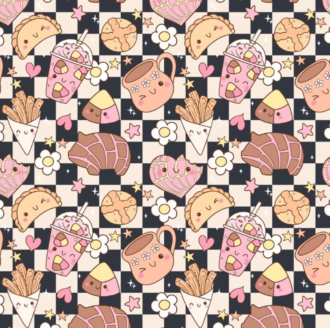 Checkered Mexica Concha Pattern Cotton Fabric, Sold by the Yard - Etsy