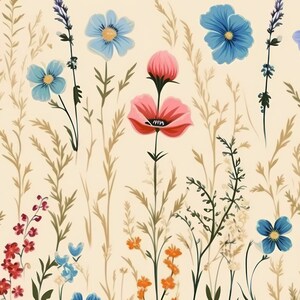 Wildflower Pattern Floral Fabric,country Floral Clothing Fabric,cotton ...