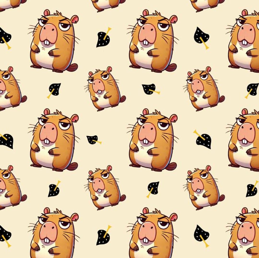 Capybara Cool Emoji Fabric Cute Animal Fabric Baby Quilting Fabric ...
