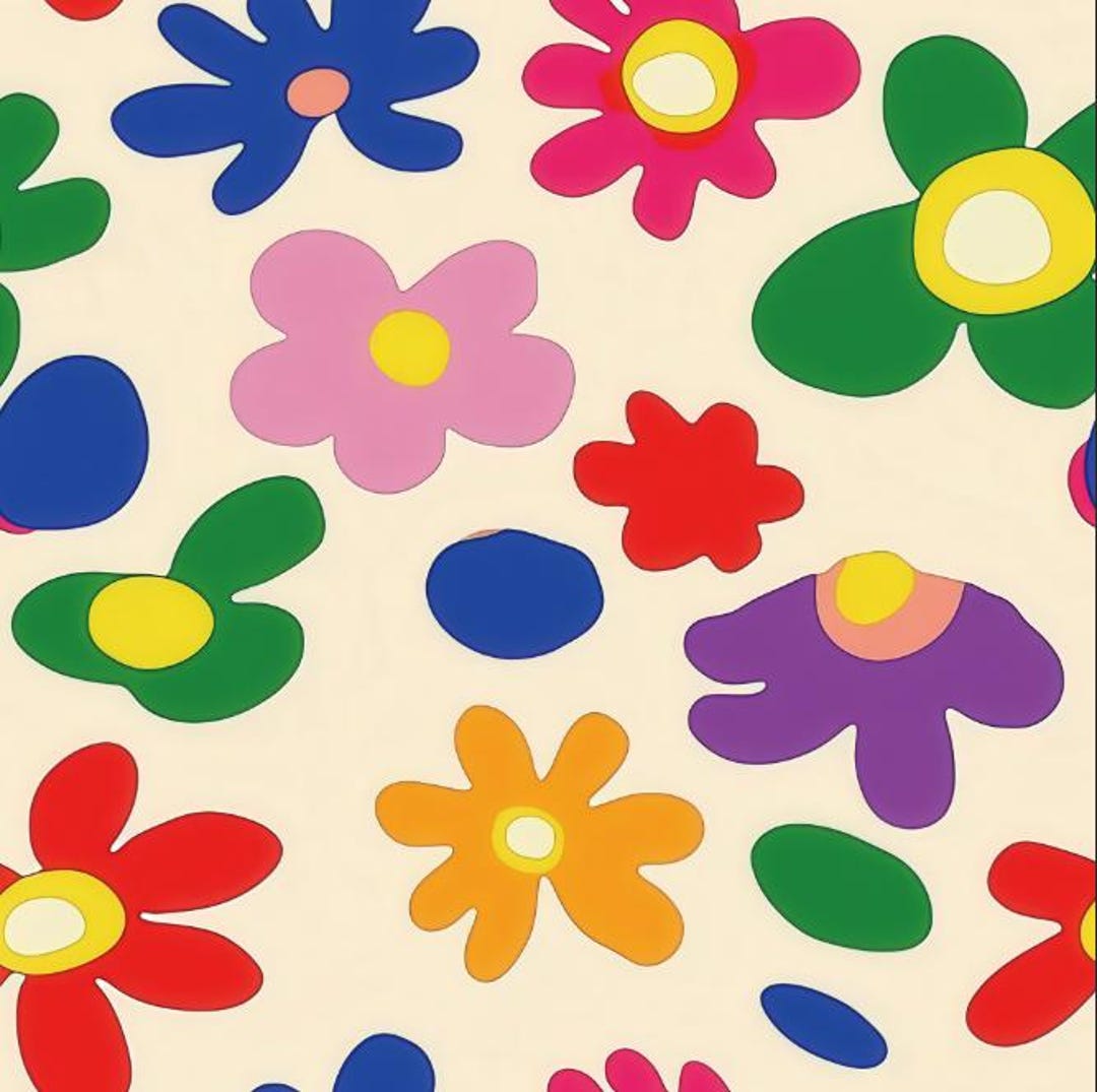 Bright Abstract Flowers Colorful Flowers Cotton Fabric Floral Fabric ...