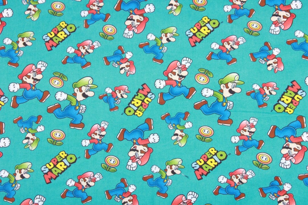 Super Mario Fabric Mario Luigi Fabric Anime Cotton Fabric by - Etsy