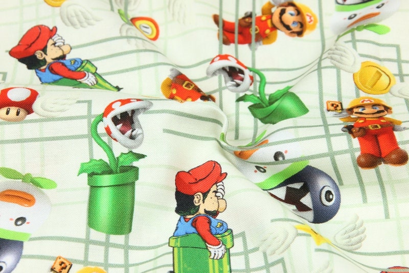 Super Mario Fabric Mario Luigi Fabric Anime Cotton Fabric by - Etsy