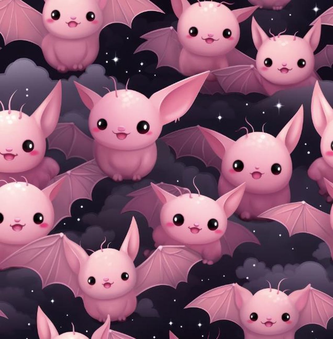 Cute Pink Bat Halloween Pattern Cotton Fabric, Sold by the Yard - Etsy