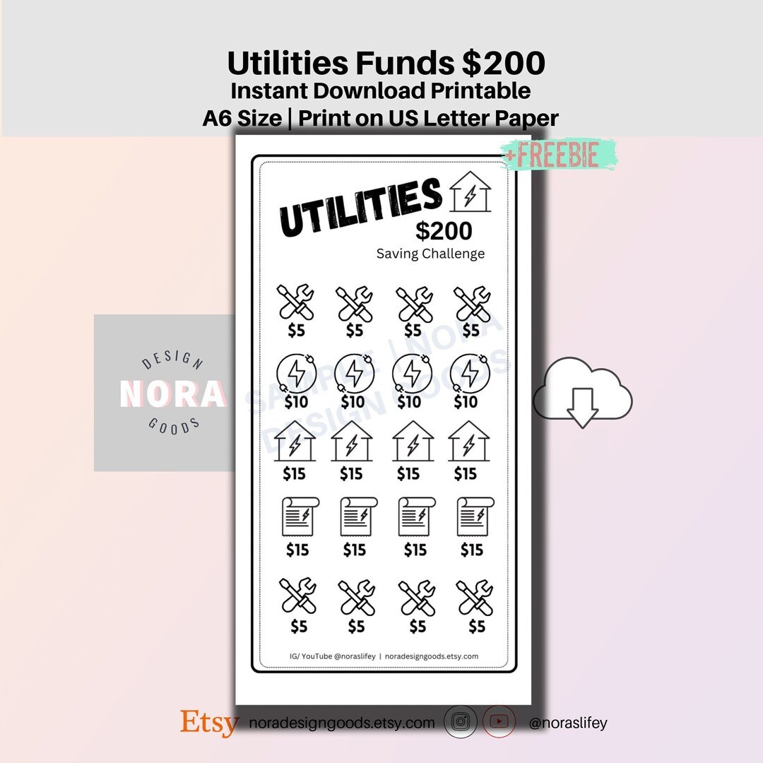 Utilities Funds 200 Saving Challenge | Saving Tracker| Finance ...