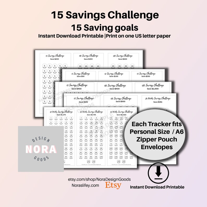 15 Savings Challenge Bundle /freebie/ Budgeting Funds /savings - Etsy
