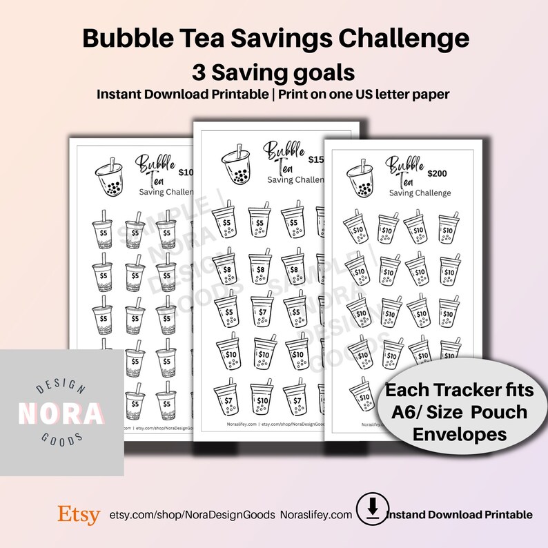 Bubble Tea Savings Challenge Printable PDF / Boba Tea / - Etsy