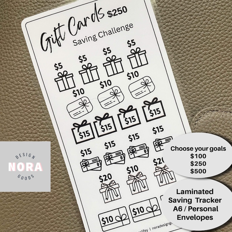 Gift Card Saving Challenge Tracker: Laminated A6 Budgeting - Etsy