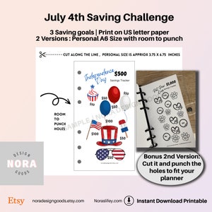 July 4th Savings Challenge|printable PDF | Independence Day 250|500 ...