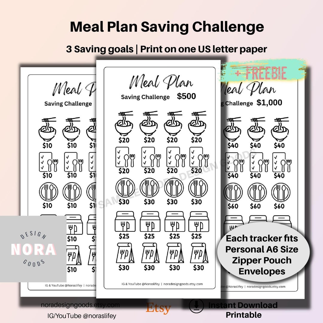 Meal Plan Savings Challenge: A6 Budget Tracker (printable PDF) - Etsy